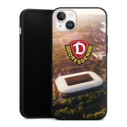 DeinDesign iPhone 14 Handy Premium Silikon H&uuml;lle Handyh&uuml;lle schwarz Case Sgd Sg Dynamo Dresden Stadium Silikon Premium Case