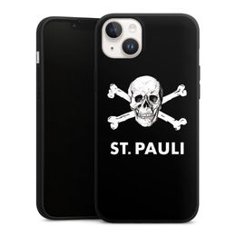 DeinDesign iPhone 14 Handy Premium Silikon H&uuml;lle Handyh&uuml;lle schwarz Case Totenkopf Fc St. Pauli Official Licensed Product Silikon Premium Case