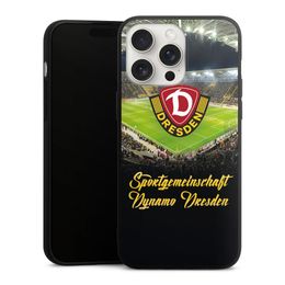 DeinDesign iPhone 15 Pro Max Handy Premium Silikon H&uuml;lle Handyh&uuml;lle schwarz Case Sg Dynamo Dresden Sgd Official Licensed Product Silikon Premium Case