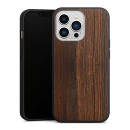 DeinDesign iPhone 13 Pro Handy Premium Silikon H&uuml;lle Handyh&uuml;lle schwarz Case Wood Nut Tree Wooden Look Silikon Premium Case