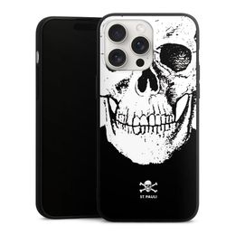 DeinDesign iPhone 15 Pro Max Handy Premium Silikon H&uuml;lle Handyh&uuml;lle schwarz Case Totenkopf Fc St. Pauli Official Licensed Product Silikon Premium Case