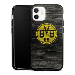 DeinDesign iPhone 12 mini Handy Silikon H&uuml;lle Case schwarz Handyh&uuml;lle Wooden Look Bvb Borussia Dortmund