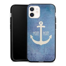 DeinDesign iPhone 12 Handy Silikon H&uuml;lle Case schwarz Handyh&uuml;lle Anchor Maritim Blue