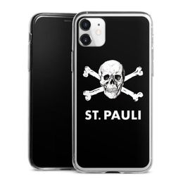 DeinDesign iPhone 11 Handy Slim Case Silikon Handyh&uuml;lle transparent H&uuml;lle extra d&uuml;nn Totenkopf Official Licensed Product Fc St. Pauli Silikon Slim Case