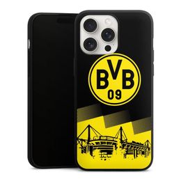 DeinDesign iPhone 15 Pro Max Handy Premium Silikon H&uuml;lle Handyh&uuml;lle schwarz Case Borussia Dortmund Stadium Bvb Silikon Premium Case