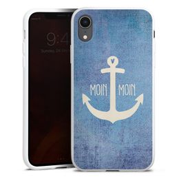 DeinDesign iPhone Xr Handy Silikon H&uuml;lle Case wei&szlig; Handyh&uuml;lle Anchor Maritim Blue Silikon Case