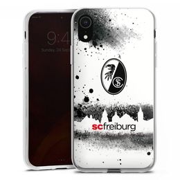 DeinDesign iPhone Xr Handy Silikon H&uuml;lle Case transparent Handyh&uuml;lle Skyline Sc Freiburg Logo Silikon Case