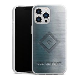 DeinDesign iPhone 13 Pro Handy Silikon H&uuml;lle Case wei&szlig; Handyh&uuml;lle Metallic Look Hsv Hamburger Sv Silikon Case
