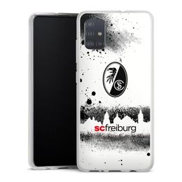 DeinDesign Galaxy A51 Handy Silikon H&uuml;lle Case transparent Handyh&uuml;lle Skyline Sc Freiburg Logo Silikon Case