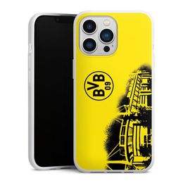 DeinDesign iPhone 13 Pro Handy Silikon H&uuml;lle Case wei&szlig; Handyh&uuml;lle Stadium Bvb Borussia Dortmund Silikon Case
