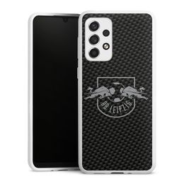 DeinDesign Galaxy A33 5G Handy Silikon H&uuml;lle Case wei&szlig; Handyh&uuml;lle Rb Leipzig Carbon Metallic Look Silikon Case