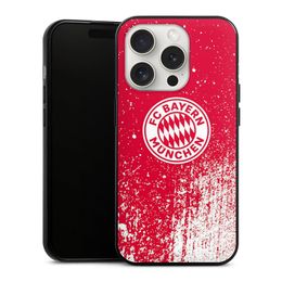 DeinDesign iPhone 15 Pro Handy Slim Case extra d&uuml;nn Silikon Handyh&uuml;lle schwarz H&uuml;lle Fcb Fc Bayern M&uuml;nchen Official Licensed Product Silikon Slim Case