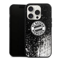 DeinDesign iPhone 15 Pro Handy Slim Case extra d&uuml;nn Silikon Handyh&uuml;lle schwarz H&uuml;lle Official Licensed Product Fcb Fc Bayern M&uuml;nchen Silikon Slim Case