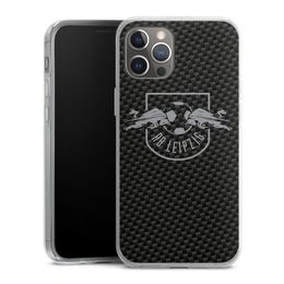 DeinDesign iPhone 12 Pro Max Handy Silikon H&uuml;lle Case transparent Handyh&uuml;lle Rb Leipzig Carbon Metallic Look Silikon Case