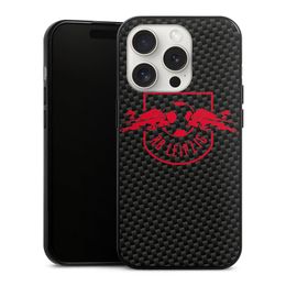 DeinDesign iPhone 15 Pro Handy Slim Case extra d&uuml;nn Silikon Handyh&uuml;lle schwarz H&uuml;lle Rb Leipzig Official Licensed Product Carbon Silikon Slim Case