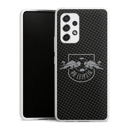 DeinDesign Galaxy A53 5G Handy Silikon H&uuml;lle Case wei&szlig; Handyh&uuml;lle Rb Leipzig Carbon Metallic Look Silikon Case