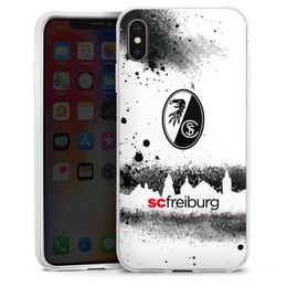 DeinDesign iPhone Xs Max Handy Silikon H&uuml;lle Case transparent Handyh&uuml;lle Skyline Sc Freiburg Logo Silikon Case