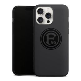 DeinDesign iPhone 15 Pro Max Handy Premium Silikon H&uuml;lle Handyh&uuml;lle schwarz Case F95 Fortuna D&uuml;sseldorf Logo Silikon Premium Case