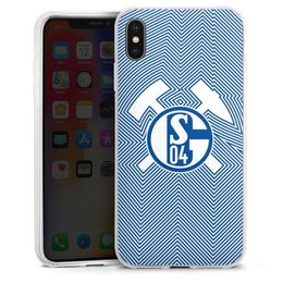 DeinDesign iPhone Xs Max Handy Silikon H&uuml;lle Case transparent Handyh&uuml;lle Bundesliga Stripes Fc Schalke 04 Silikon Case
