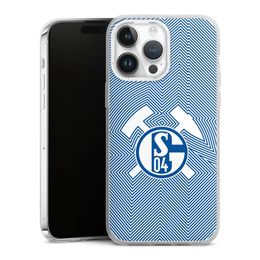 DeinDesign iPhone 14 Pro Max Handy Silikon H&uuml;lle Case transparent Handyh&uuml;lle Bundesliga Stripes Fc Schalke 04 Silikon Case