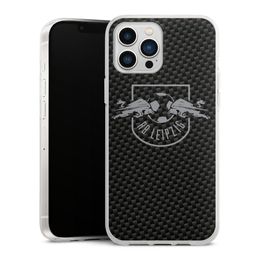 DeinDesign iPhone 13 Pro Max Handy Silikon H&uuml;lle Case transparent Handyh&uuml;lle Rb Leipzig Carbon Metallic Look Silikon Case