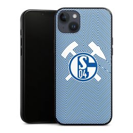 DeinDesign iPhone 14 Plus Handy Silikon H&uuml;lle Case schwarz Handyh&uuml;lle Bundesliga Stripes Fc Schalke 04