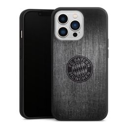 DeinDesign iPhone 13 Pro Handy Premium Silikon H&uuml;lle Handyh&uuml;lle schwarz Case Fcb Metallic Look Fc Bayern M&uuml;nchen Silikon Premium Case