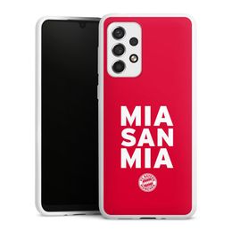 DeinDesign Galaxy A33 5G Handy Silikon H&uuml;lle Case wei&szlig; Handyh&uuml;lle Fc Bayern M&uuml;nchen Mia San Mia Fcb Silikon Case