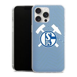 DeinDesign iPhone 15 Pro Max Handy Silikon H&uuml;lle Case transparent Handyh&uuml;lle Bundesliga Stripes Fc Schalke 04 Silikon Case