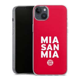 DeinDesign iPhone 14 Plus Handy Silikon H&uuml;lle Case transparent Handyh&uuml;lle Fcb Mia San Mia Fc Bayern M&uuml;nchen Silikon Case