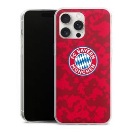 DeinDesign iPhone 15 Pro Max Handy Silikon H&uuml;lle Case transparent Handyh&uuml;lle Camouflage Fcb Fc Bayern M&uuml;nchen Silikon Case
