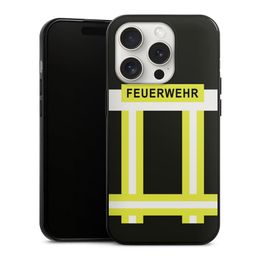 DeinDesign iPhone 15 Pro Handy Slim Case extra d&uuml;nn Silikon Handyh&uuml;lle schwarz H&uuml;lle Fire Fighters Job Fire Fighter Silikon Slim Case