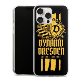 DeinDesign iPhone 15 Pro Max Handy Silikon H&uuml;lle Case transparent Handyh&uuml;lle Sg Dynamo Dresden Statement Sgd Silikon Case