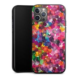 DeinDesign iPhone 12 Pro Handy Silikon H&uuml;lle Case schwarz Handyh&uuml;lle Water Colour Colourful Points