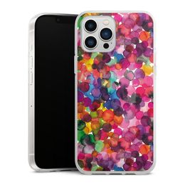 DeinDesign iPhone 13 Pro Max Handy Silikon H&uuml;lle Case transparent Handyh&uuml;lle Water Colour Colourful Points Silikon Case