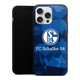 DeinDesign iPhone 15 Pro Max Handy Premium Silikon H&uuml;lle Handyh&uuml;lle schwarz Case Camouflage Fc Schalke 04 Muster Silikon Premium Case