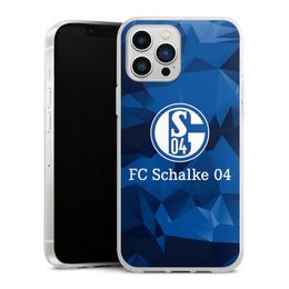 DeinDesign iPhone 13 Pro Max Handy Silikon H&uuml;lle Case transparent Handyh&uuml;lle Camouflage Fc Schalke 04 Muster Silikon Case