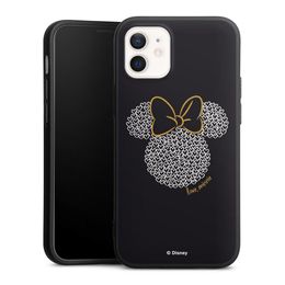 DeinDesign iPhone 12 mini Handy Premium Silikon H&uuml;lle Handyh&uuml;lle schwarz Case Minnie Mouse Muster Disney Silikon Premium Case