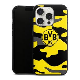 DeinDesign iPhone 15 Pro Handy Slim Case extra d&uuml;nn Silikon Handyh&uuml;lle schwarz H&uuml;lle Borussia Dortmund Merchandise Bvb Silikon Slim Case