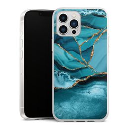 DeinDesign iPhone 13 Pro Max Handy Silikon H&uuml;lle Case transparent Handyh&uuml;lle Marble Gemstone Glitzer Silikon Case
