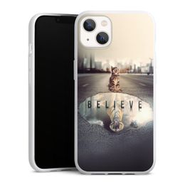 DeinDesign iPhone 13 Handy Silikon Hülle Case weiß Handyhülle Tiger Motivation Animals Silikon Case