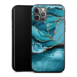 DeinDesign iPhone 12 Pro Handy Silikon H&uuml;lle Case schwarz Handyh&uuml;lle Marble Gemstone Glitzer