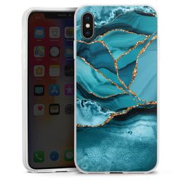 DeinDesign iPhone Xs Max Handy Silikon H&uuml;lle Case transparent Handyh&uuml;lle Marble Gemstone Glitzer Silikon Case