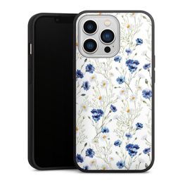 DeinDesign iPhone 13 Pro Handy Premium Silikon H&uuml;lle Handyh&uuml;lle schwarz Case Flowers Muster Flower Silikon Premium Case