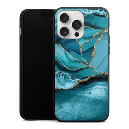 DeinDesign iPhone 15 Pro Max Handy Premium Silikon H&uuml;lle Handyh&uuml;lle schwarz Case Marble Gemstone Glitzer Silikon Premium Case