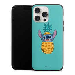 DeinDesign iPhone 15 Pro Max Handy Premium Silikon H&uuml;lle Handyh&uuml;lle schwarz Case Disney Lilo & Stitch Pineapple Silikon Premium Case