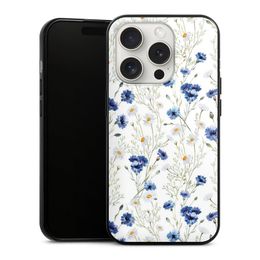 DeinDesign iPhone 15 Pro Handy Slim Case extra d&uuml;nn Silikon Handyh&uuml;lle schwarz H&uuml;lle Flowers Muster Flower Silikon Slim Case