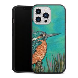 DeinDesign iPhone 13 Pro Handy Premium Silikon H&uuml;lle Handyh&uuml;lle schwarz Case Painting Bird Animals Silikon Premium Case