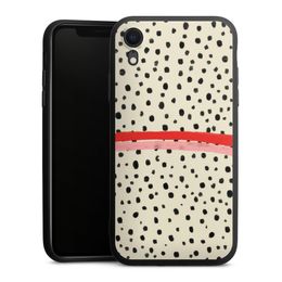DeinDesign iPhone Xr Handy Premium Silikon H&uuml;lle Handyh&uuml;lle schwarz Case Stripes Points Kunst Silikon Premium Case