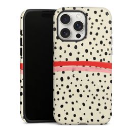 DeinDesign iPhone 15 Pro Max Handy Panzer Handyh&uuml;lle robuste Outdoor H&uuml;lle Schutzh&uuml;lle gl&auml;nzend Stripes Points Kunst Tough Case